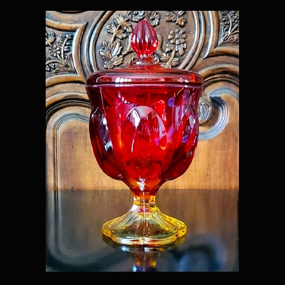 L. E. Smith | Accents | Vntg Simplicity Amberina Flame 9 2 Pedestal ...